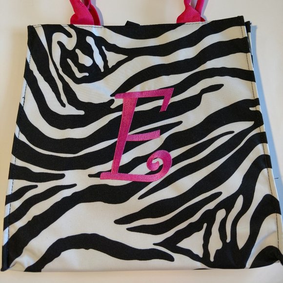 Bags | Hot Pink Zebra Canvas Personalized E Tote Bag | Poshmark